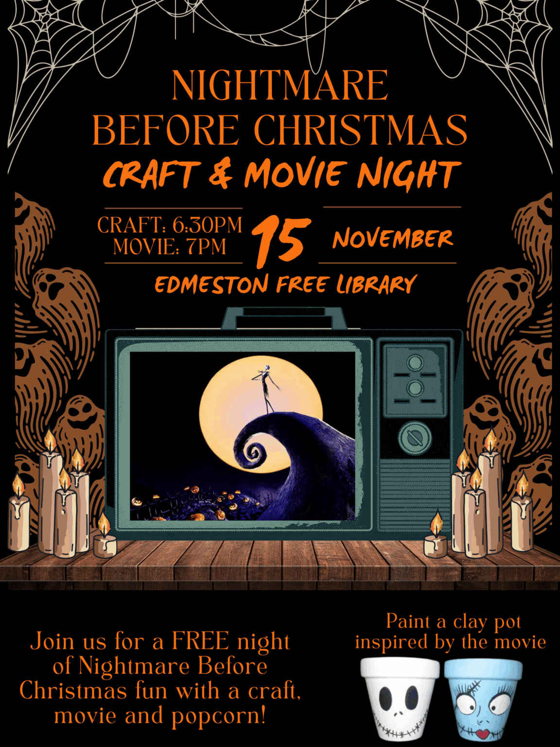 Nightmare Before Christmas: Movie Night & Craft - Edmeston Free Library