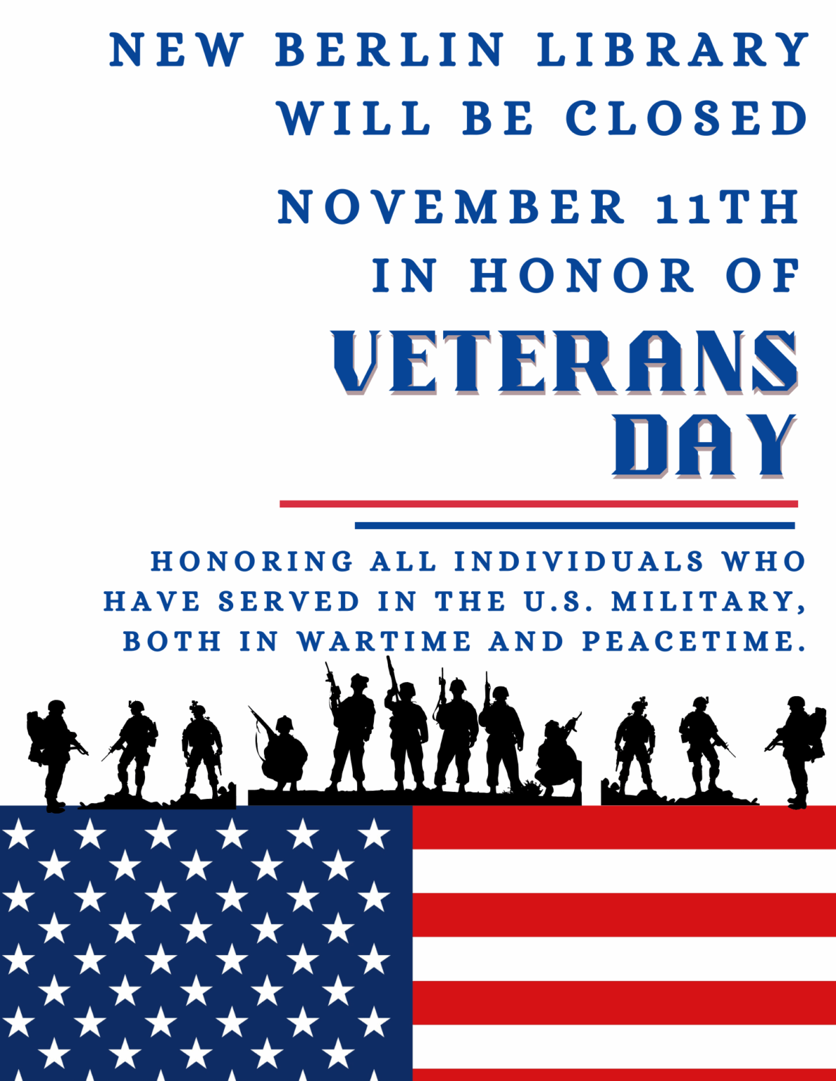 Closed November 11 for Veterans day – New Berlin Library