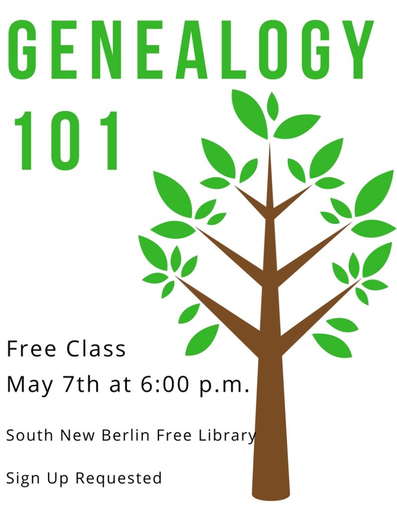 Free Genealogy 101 Class – South New Berlin Free Library