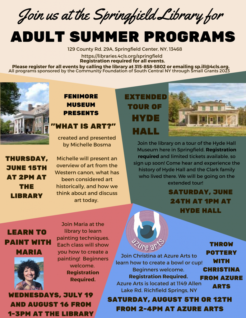 Springfield Library – 129 County Road 29A, Springfield Center, NY 13468 ...