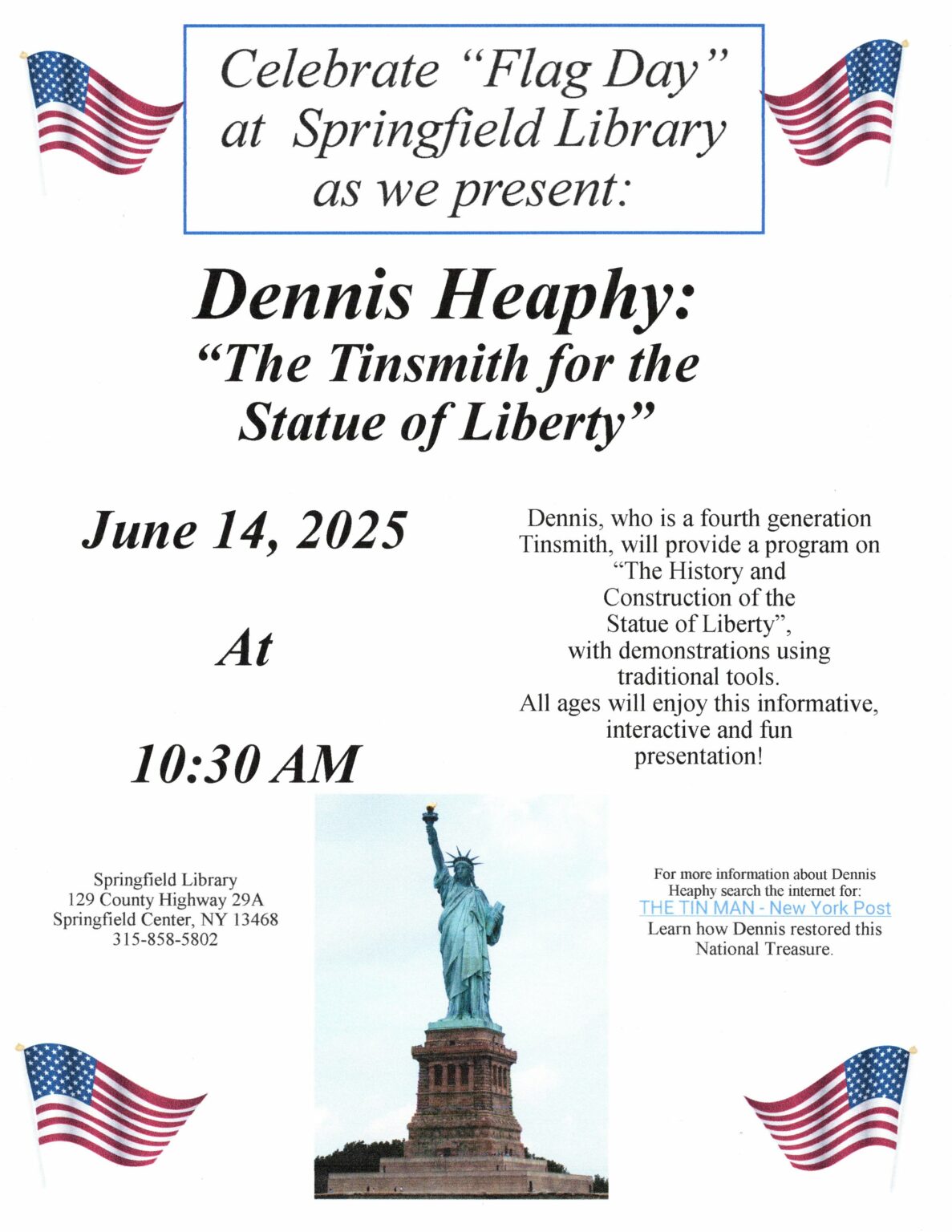 Springfield Library – 129 County Road 29A, Springfield Center, NY 13468 ...