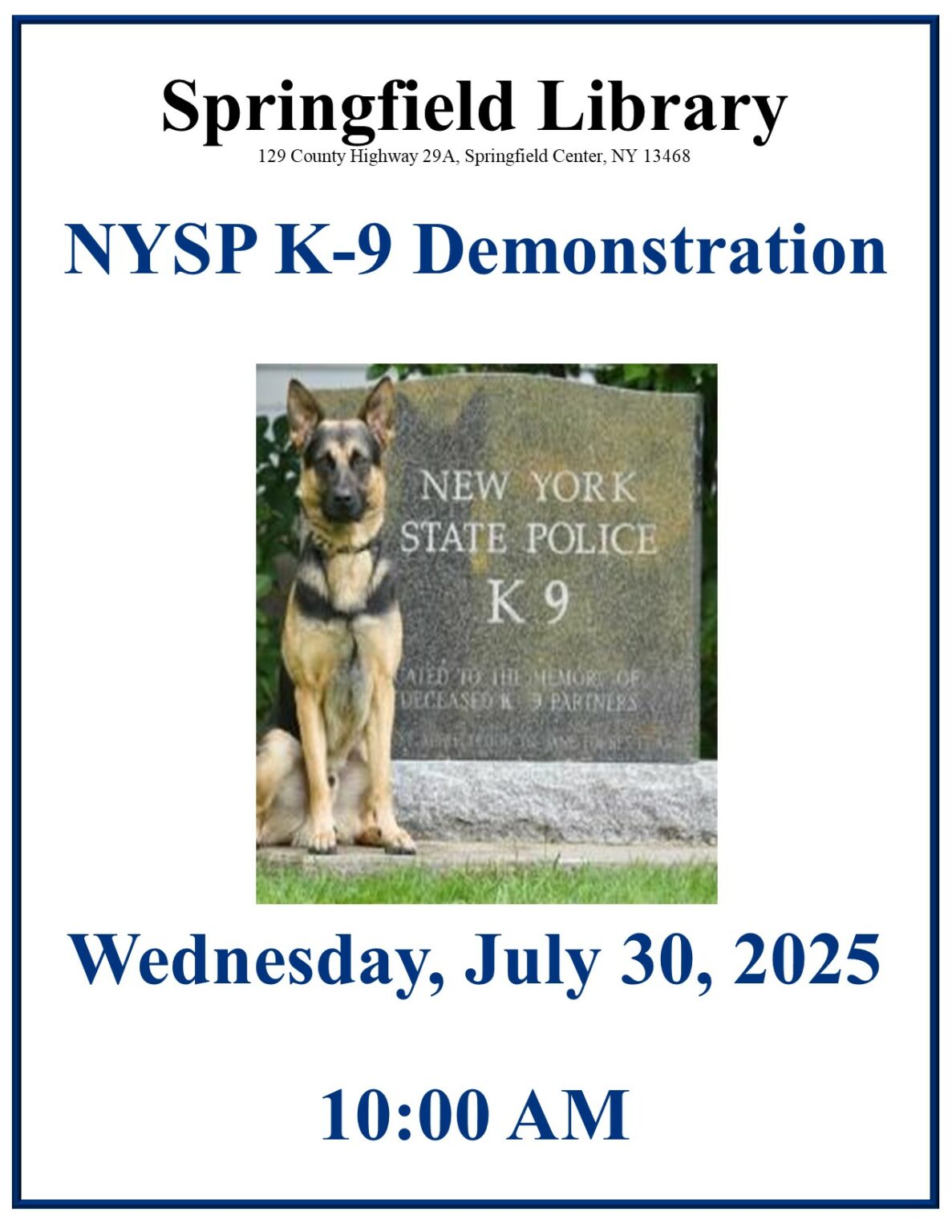 Springfield Library – 129 County Road 29A, Springfield Center, NY 13468 ...